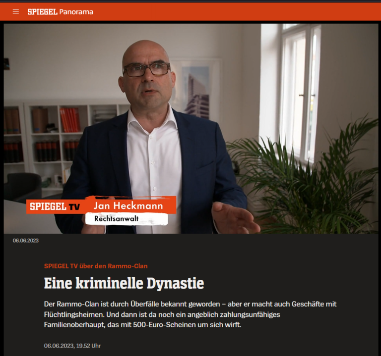 RA Heckmann im Spiegel TV-Interview: Eine kriminelle Dynastie der Remmo-Clan - Anwaltskanzlei ...
